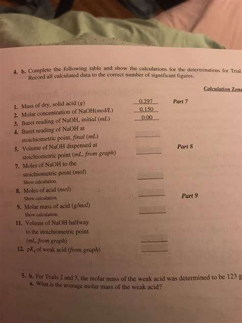 complete the following table and show the