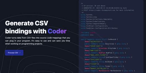 Coder Coder Turns Data From Csv Files Into C Source Code Mappings Product Hunt