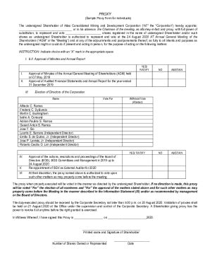 Fillable Online SAMPLE PROXY FORM FOR INDIVIDUALS Fax Email Print PdfFiller