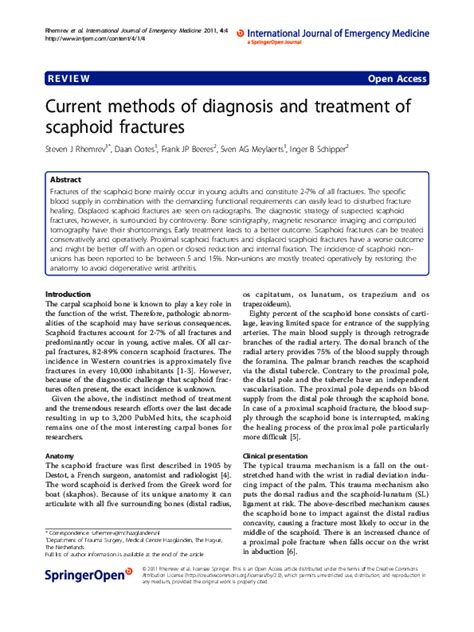 Pdf Current Methods Of Diagnosis And Treatment Of Scaphoid Fractures