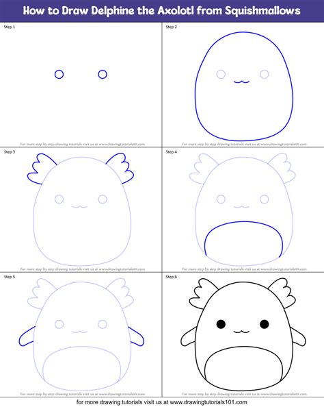 How To Draw Delphine The Axolotl From Squishmallows Squishmallows Step By Step