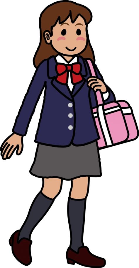 女子高生の登下校中のイラスト 無料イラストのimt 商用ok、加工ok