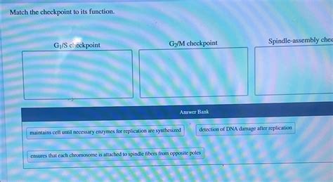Solved Match The Checkpoint To Its Functionspindle Assembly