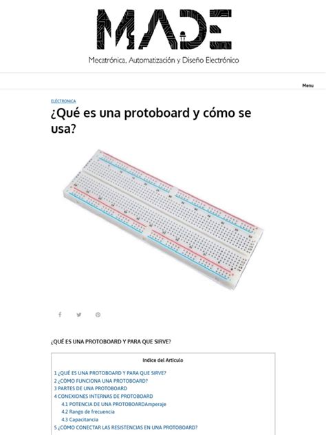 ¿qué Es Una Protoboard Y Cómo Se Usa Eléctronica Pdf Arduino