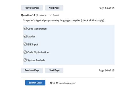 solved stages of a typical programming language compiler