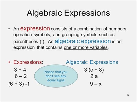 3 A Algebraic Expressions Mrs Nowaks Homeroom