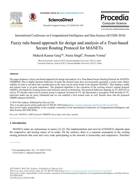 Pdf Fuzzy Rule Based Approach For Design And Analysis Of A Trust Based Secure Routing Protocol