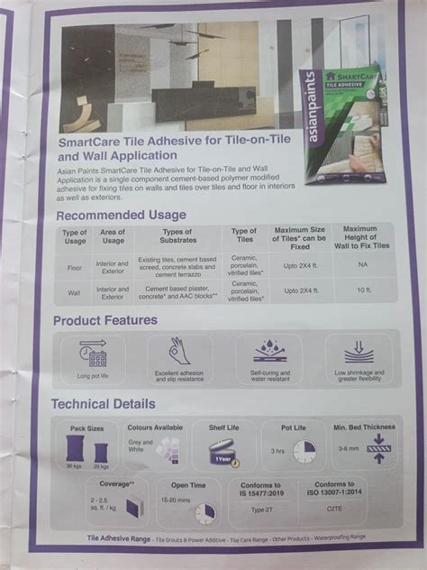 Asian Paints Smartcare Tile On Tile Adhesive At ₹ 550bag Ludhiana
