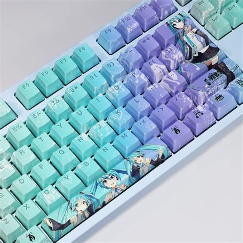 Hatsune Miku Keyboard 104 Keycaps Two Dimensional Pbt Keycaps Mx Switch