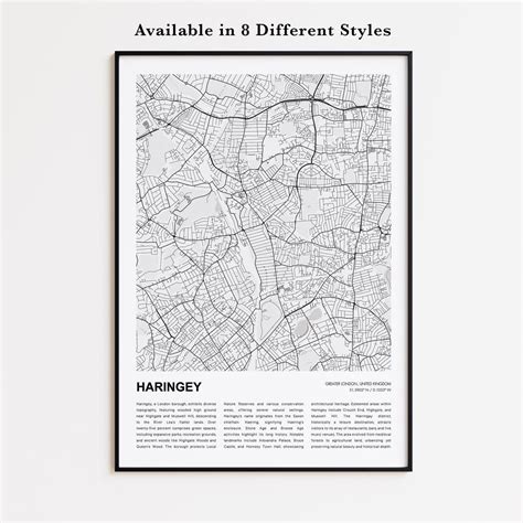 Haringey Map Print Haringey Travel Map Haringey Wall Decor Art
