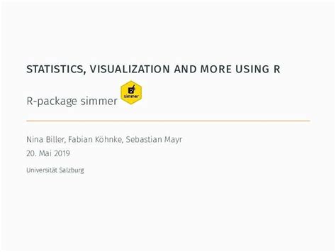Pdf Statistics Visualization And More Using R R Package