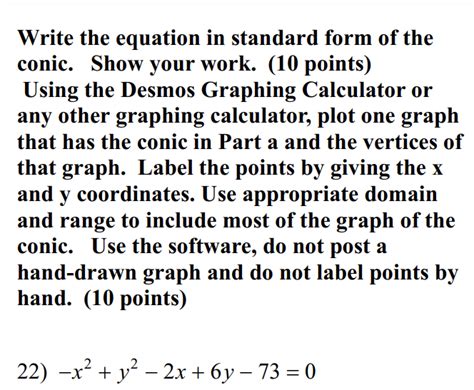 Solved Write The Equation In Standard Form Of The Conic