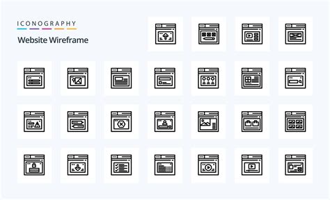 25 Website Wireframe Line Icon Pack 16781216 Vector Art At Vecteezy