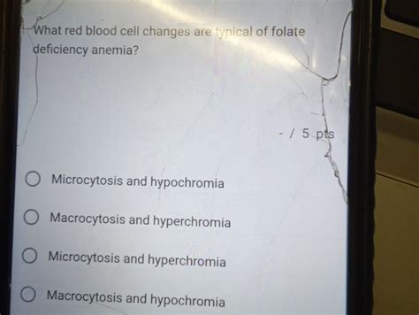 Solved What Red Blood Cell Changes Are Typical Of Folate Chegg Com
