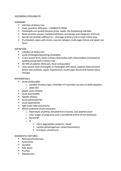 Ascending Cholangitis Ascending Cholangitis Summary Infecion Of