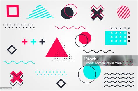 기하학적 모양의 집합입니다 디자인 웹 빈티지 광고 상업 배너 포스터 전단지 광고판 판매를위한 복고풍 요소 트렌디한 하프톤