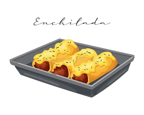 Enchilada With Meat With Sauce In A Pan Latin American Cuisine