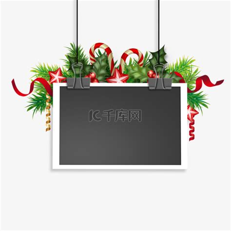 圣诞节自然植物宝丽来相框素材图片免费下载 千库网