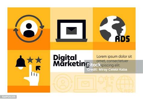 디지털 마케팅 라인 아이콘 세트 및 배너 디자인 검색 엔진에 대한 스톡 벡터 아트 및 기타 이미지 검색 엔진 고객 참여 광고 Istock