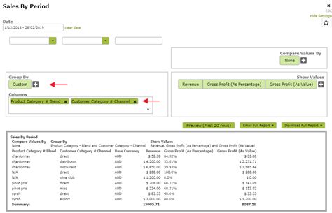vinsight documentation sales reporting using categories vinsight documentation