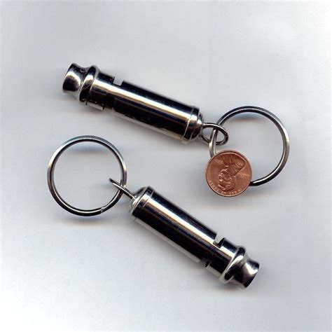 1 Vintage Silver Plated 3 London English Bobby Whistle Key Ring Key
