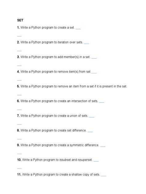 Assignment Set For Python Pdf
