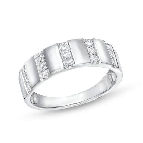 14 Ct Tw Diamond Trio Linear Row Band In 10k White Gold Zales