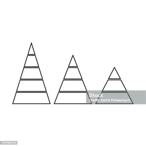피라미드 선 아이콘입니다 인포그래픽을 위한 피라미드를 설정합니다 삼각형 피라미드는 3 4 5 레벨로 윤곽을 이룹니다 벡터 그림입니다 에피소드 10 3가지 개체에 대한 스톡