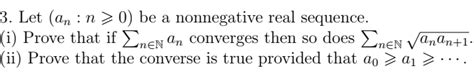 Solved Let An N Be A Nonnegative Real Sequence I Chegg