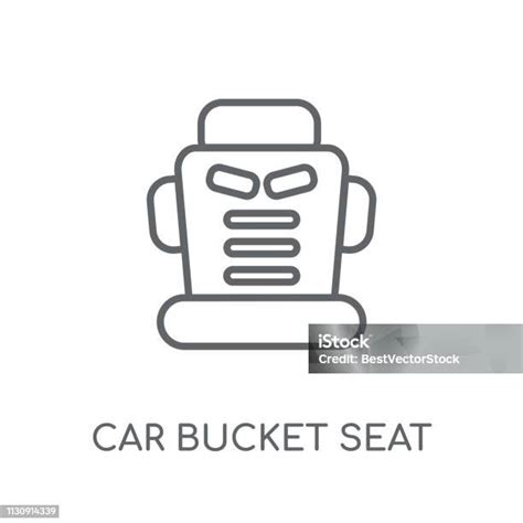 자동차 버킷 시트 선형 아이콘입니다 자동차 부품 컬렉션에서 흰색 배경에 현대 개요 자동차 버킷 좌석 로고 개념 가죽에 대한 스톡
