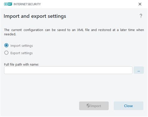Import And Export Settings Eset Internet Security 17 Eset Online Help