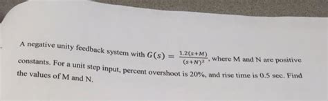 solved a negative unity feedback system with g s 1 2 s