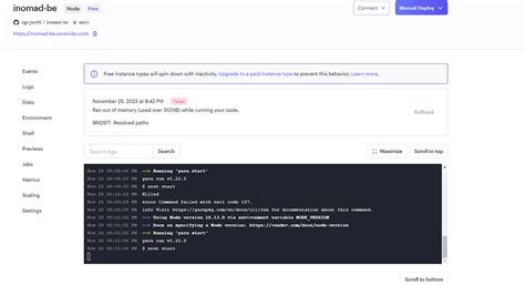error 137 deploying nestjs app on free tier render