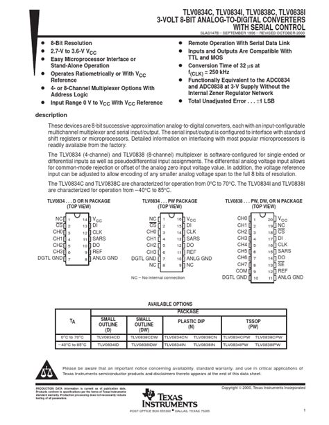 TLV C Datasheet Texas Instruments