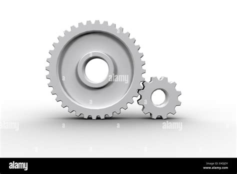 White Cog And Wheel Connecting Stock Photo Alamy