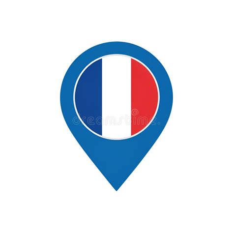 France Location Pin Map Pointer Icon French Flag Blue White Red Geo