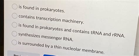 Solved Is Found In Prokaryotes Contains Transcription Chegg Com