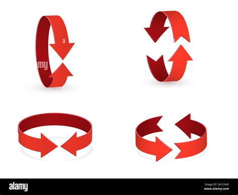 3d Rotation Sign Red Icon 360 Rotation Arrows Sign Stock Vector Image