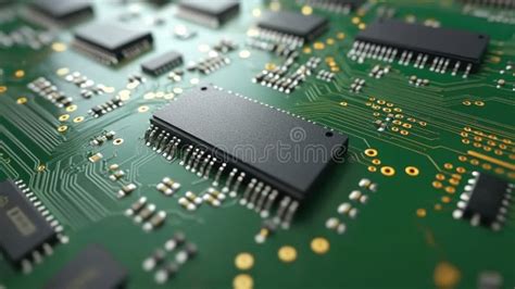 Close Up View Of A Printed Circuit Board Showcasing Intricate Details Of Electronic Components