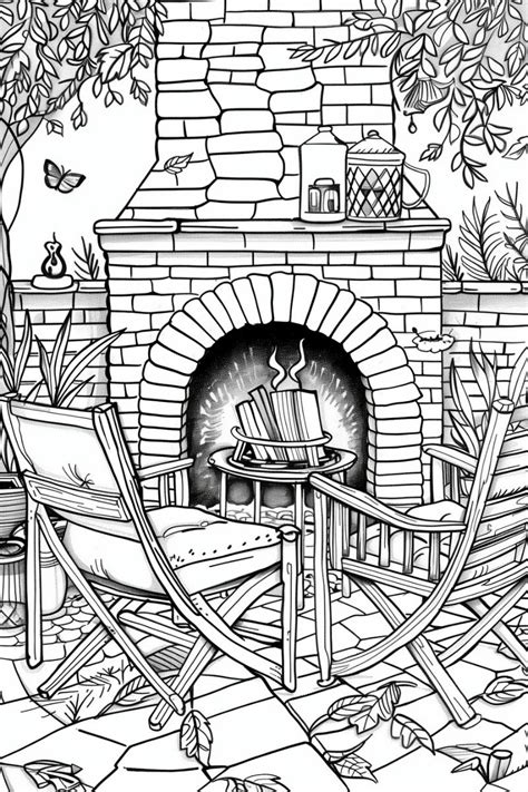 Cozy Fireplace Coloring Pages 2025