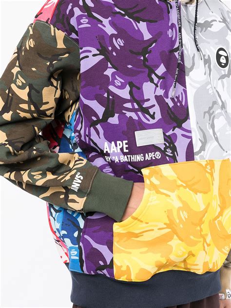 Aape By A Bathing Ape Panelled Camouflage Print Hoodie In Violett