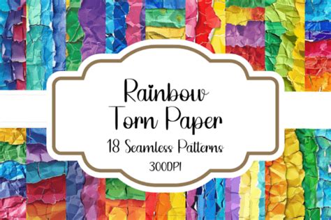 Rainbow Torn Paper Seamless Patterns Graphic By Printablesbyfranklyn