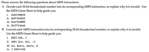 Please Answer The Following Questions About Mips