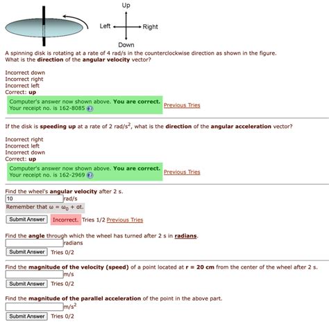 Solved Up Left Right Down A Spinning Disk Is Rotating At A