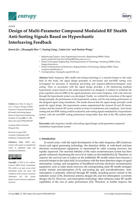 Pdf Design Of Multi Parameter Compound Modulated Rf Stealth Anti Sorting Signals Based On