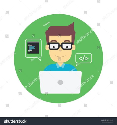 Programmer Developer Laptop Icon Programming Softwareweb เวกเตอร์สต็อก