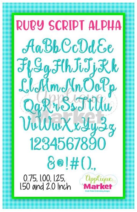 Ruby Script Full Alphabet Lettering Alphabet Lettering Embroidery Fonts