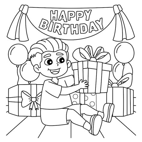 7 페이지 생일 캐릭터 색칠 도안 이미지 Freepik에서 무료 다운로드