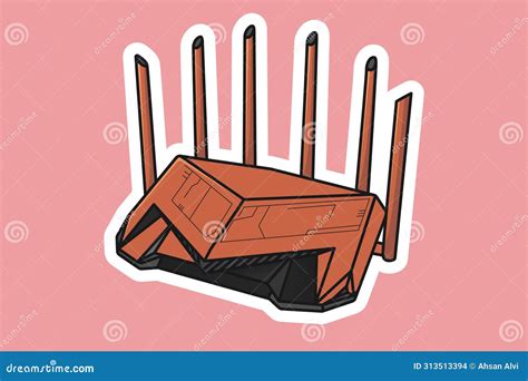 Modem Internet Router Sticker Technology Device Vector Illustration Technology Object Icon