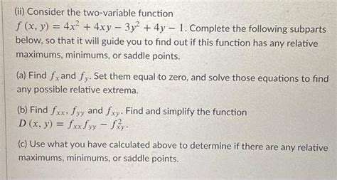 Solved Ii Consider The Two Variable Function F X Y